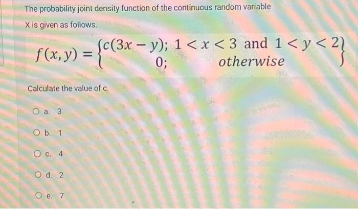 Solved The probability joint density function of the | Chegg.com