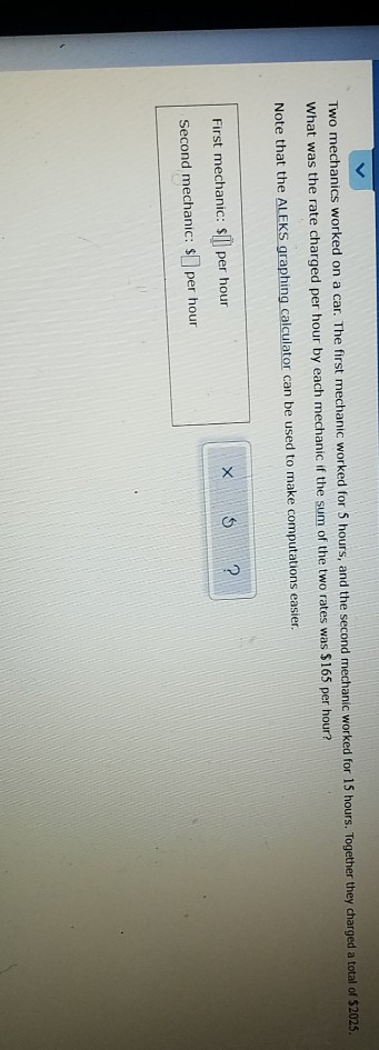 Solved V Two mechanics worked on a car. The first mechanic | Chegg.com