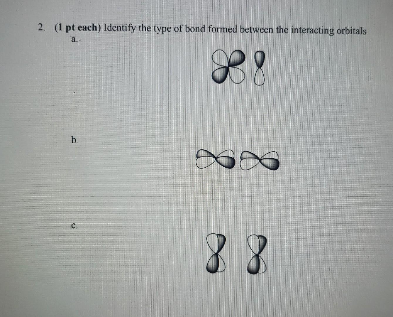 Solved 2. (1 pt each) Identify the type of bond formed | Chegg.com