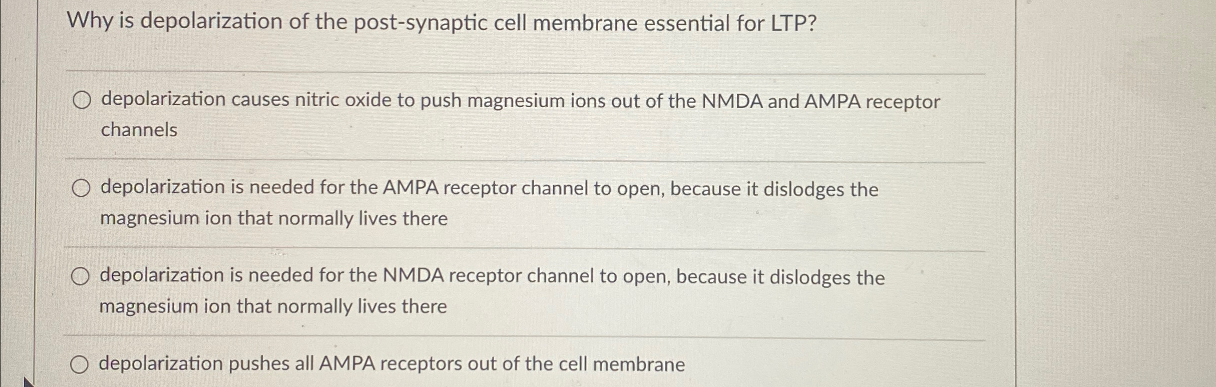 Solved Why is depolarization of the post-synaptic cell | Chegg.com