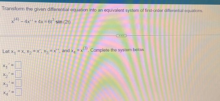 Solved Transform the given differential equation into an | Chegg.com