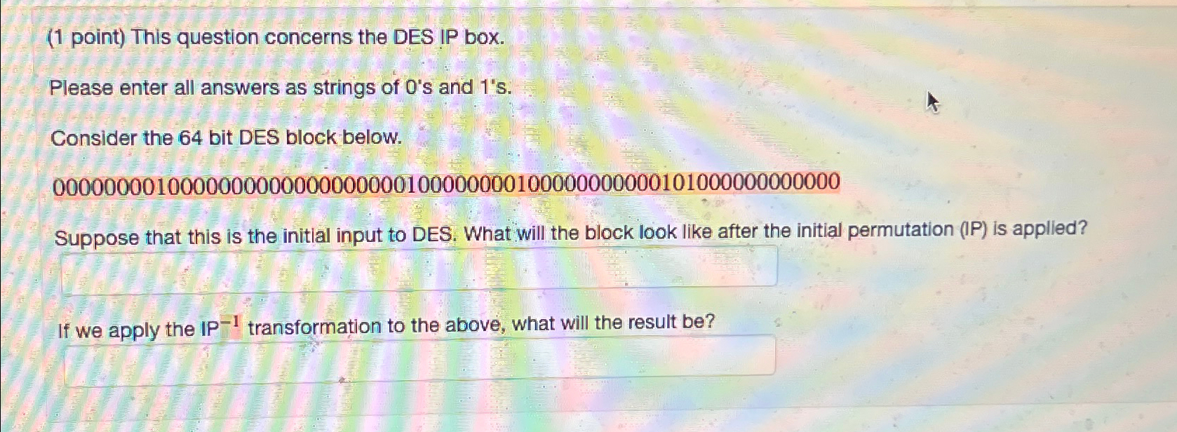 Solved (1 ﻿point) ﻿This question concerns the DES IP | Chegg.com