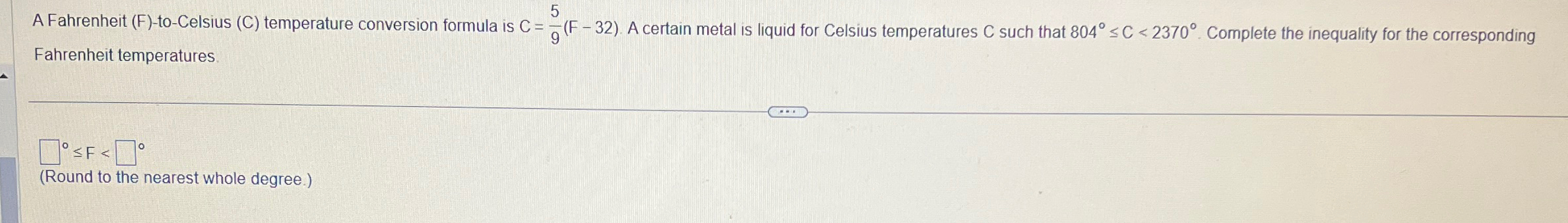 Solved A Fahrenheit (F)-to-Celsius (C) ﻿temperature | Chegg.com