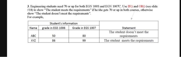 Solved 3. Engineering students need 70 or up for both EGN | Chegg.com