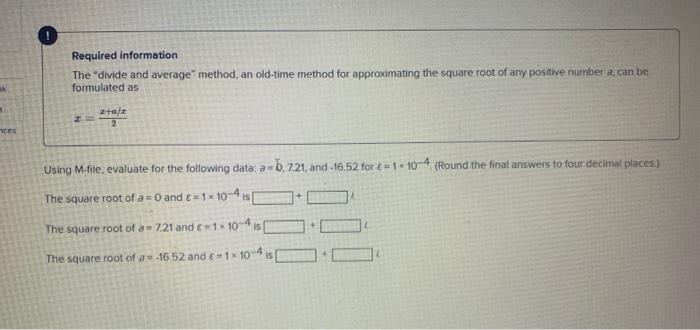 Required information The "divide and average" method, | Chegg.com