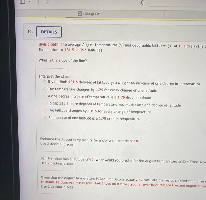 Wat is the slope of the tne? terfors the sloce If you | Chegg.com