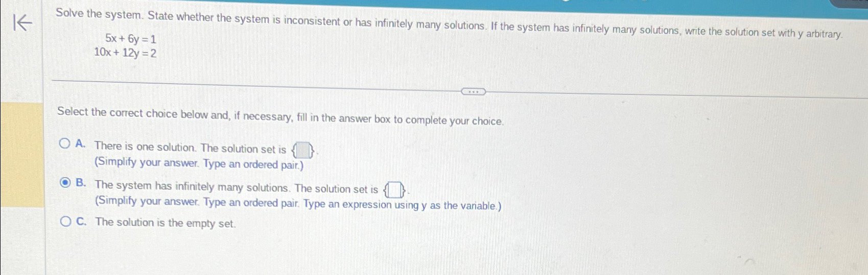 Solved Solve the system. State whether the system is | Chegg.com