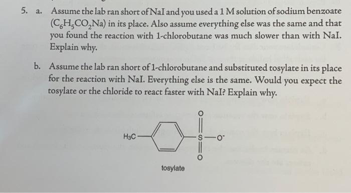 Solved a. Assume the lab ran short of NaI and you used a 1M | Chegg.com