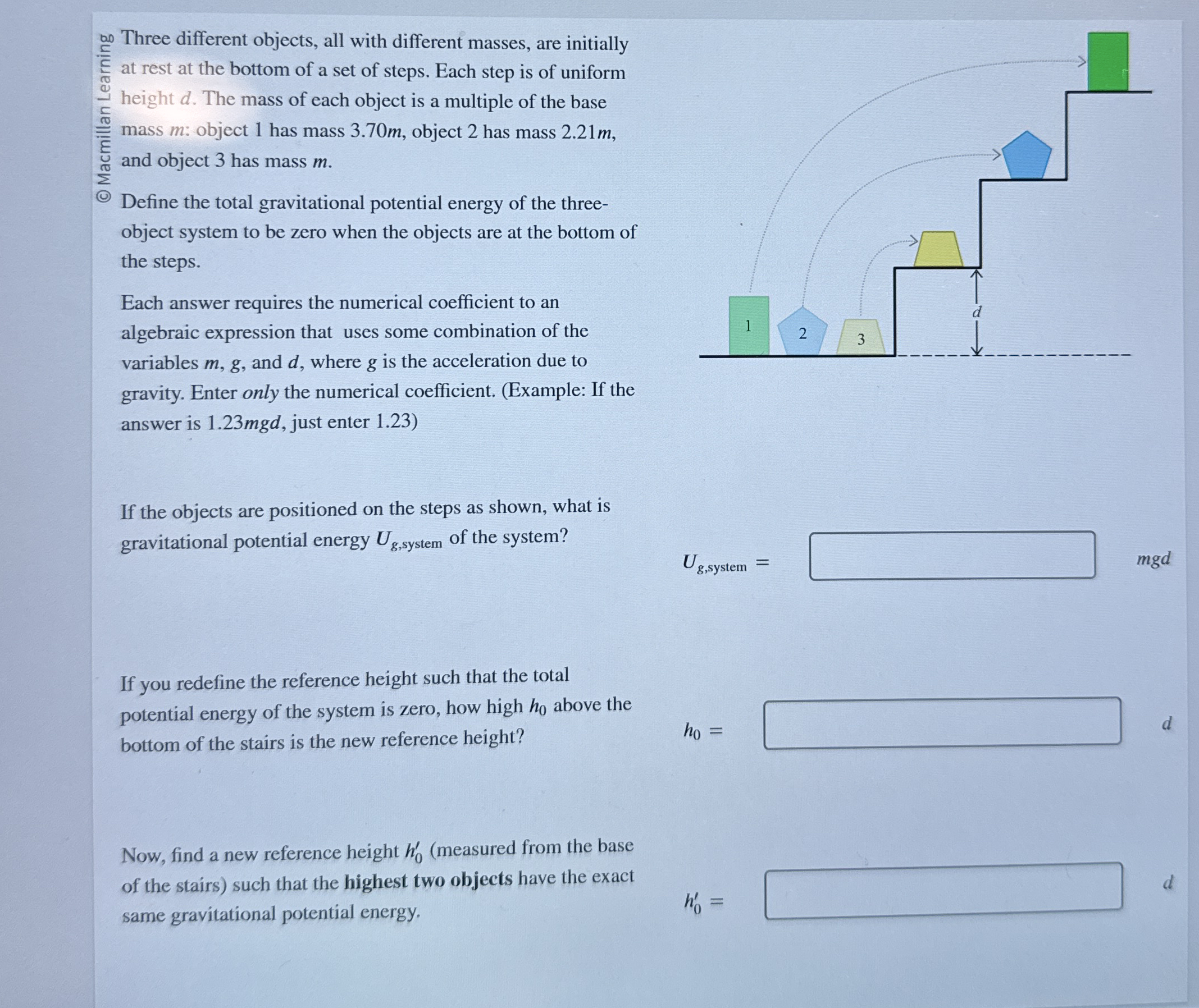 Solved Three different objects, all with different masses, | Chegg.com