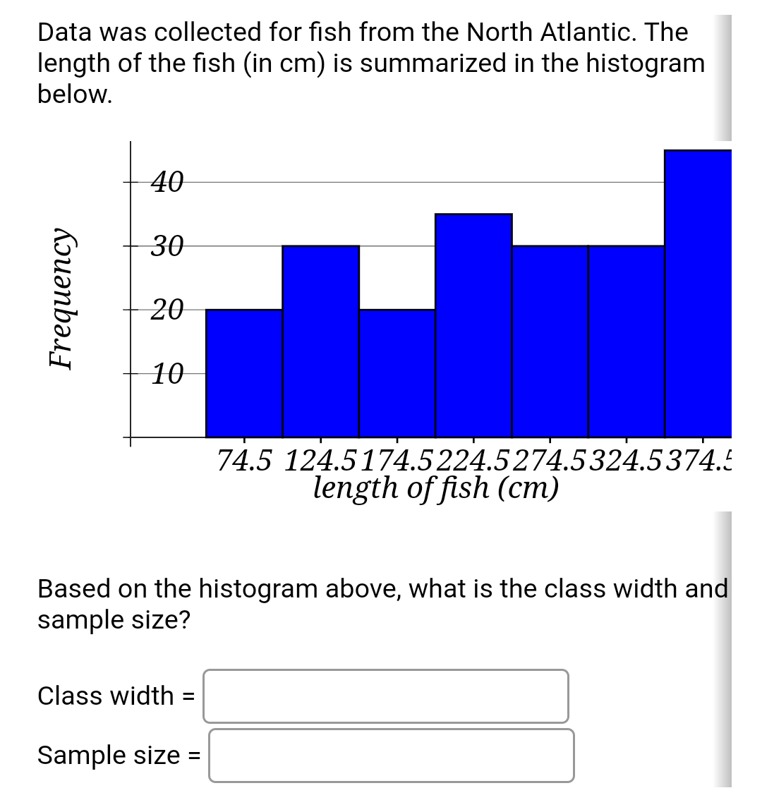 Solved Data was collected for fish from the North Atlantic. | Chegg.com