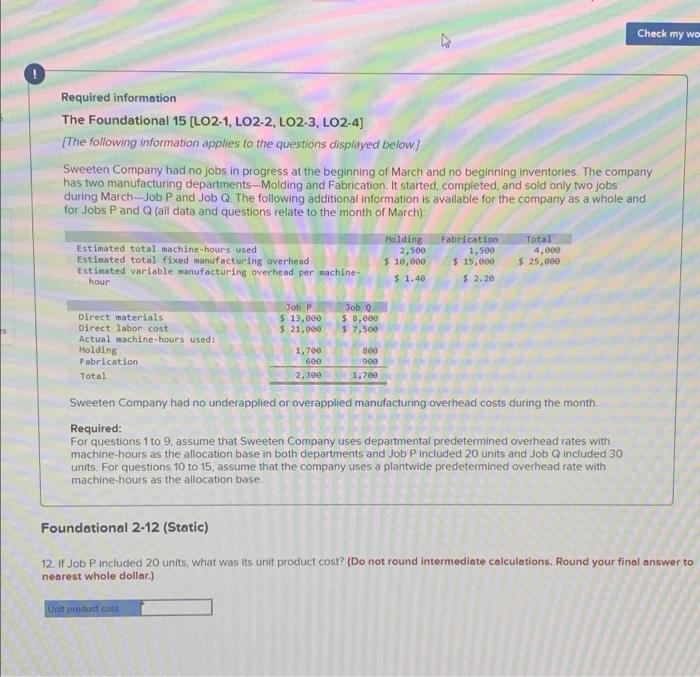 Solved Check my wo Required information The Foundational 15 | Chegg.com Solved Check my wo Required information The Foundational 15 | Chegg.com