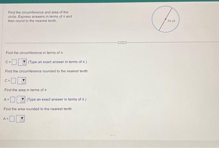 Solved Find the circumference and area of the circle. | Chegg.com