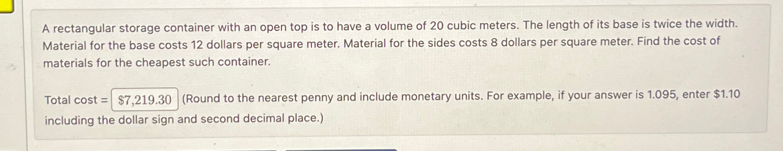 Solved A rectangular storage container with an open top is | Chegg.com