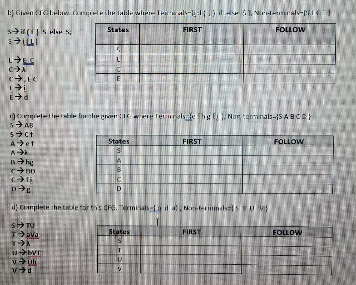 Solved Given The Following Cfg I A A B Ii A