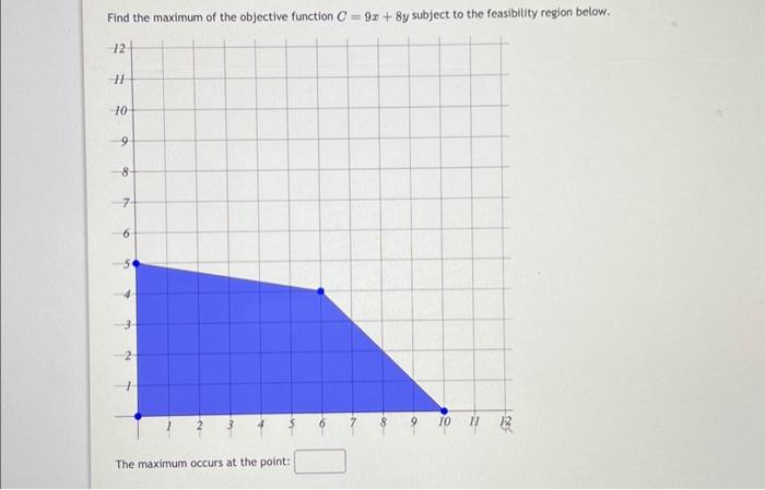Solved Find The Maximum Of The Objective Function C 9x