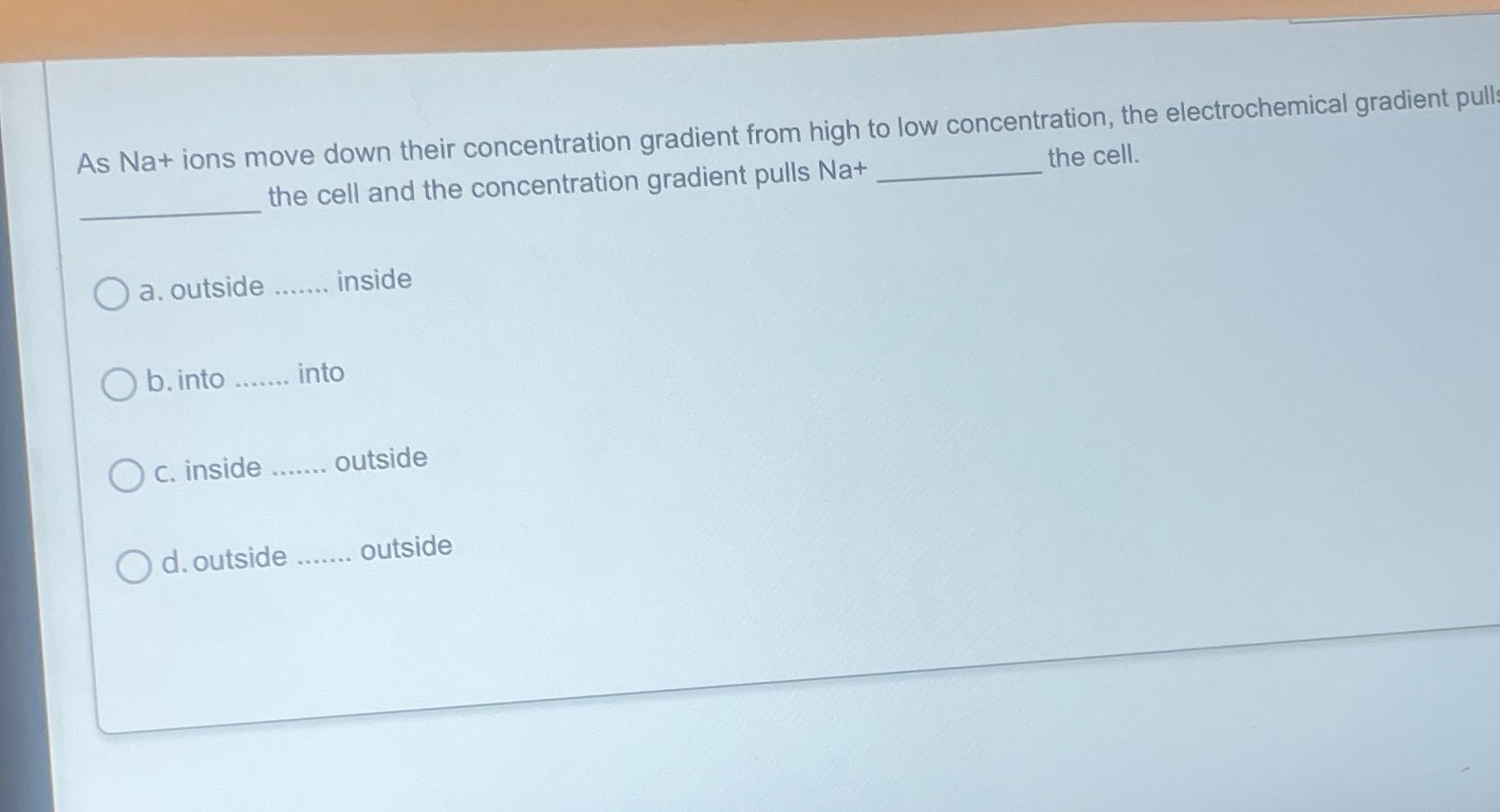 Solved As Na+ ﻿ions move down their concentration gradient | Chegg.com