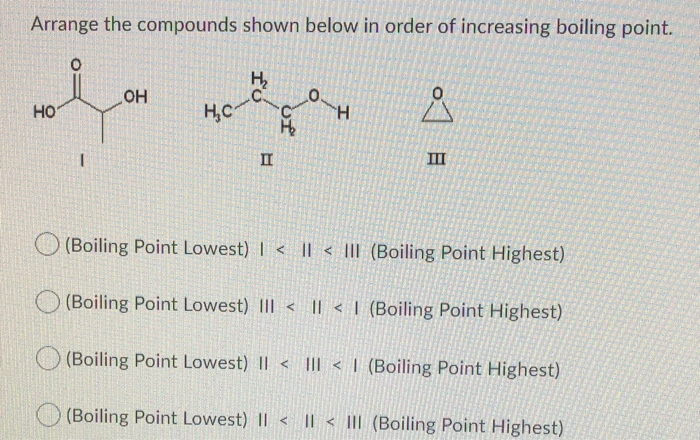 Solved Arrange the compounds shown below in order of | Chegg.com