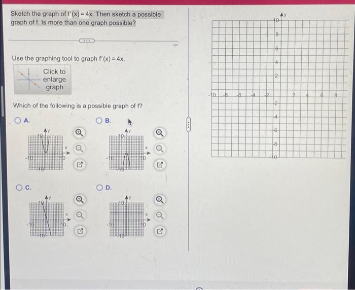 Solved Sketch the graph of f'(x)=4x. Then sketch a possible | Chegg.com