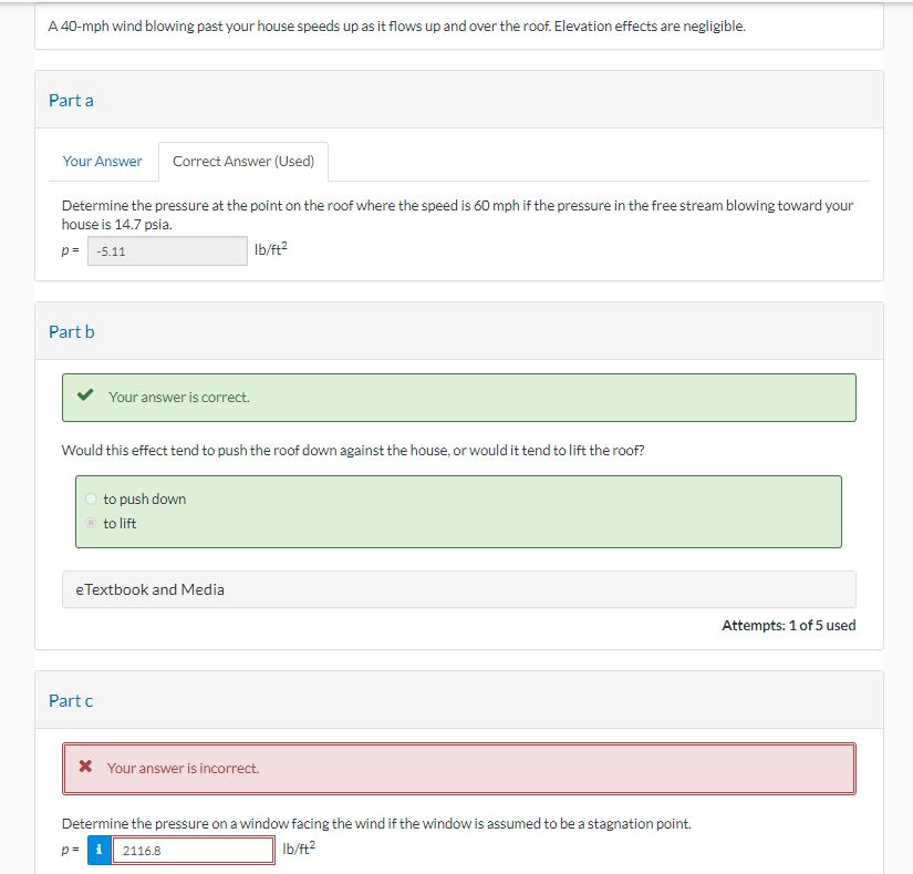 Solved I need help with Part C!!!A 40-mph wind blowing past | Chegg.com