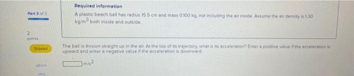 Solved Required information A plastic beach ball has radius | Chegg.com