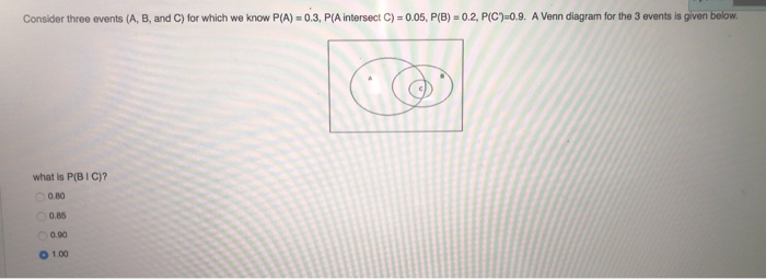 Solved Consider Three Events A B And C For Which We Know 