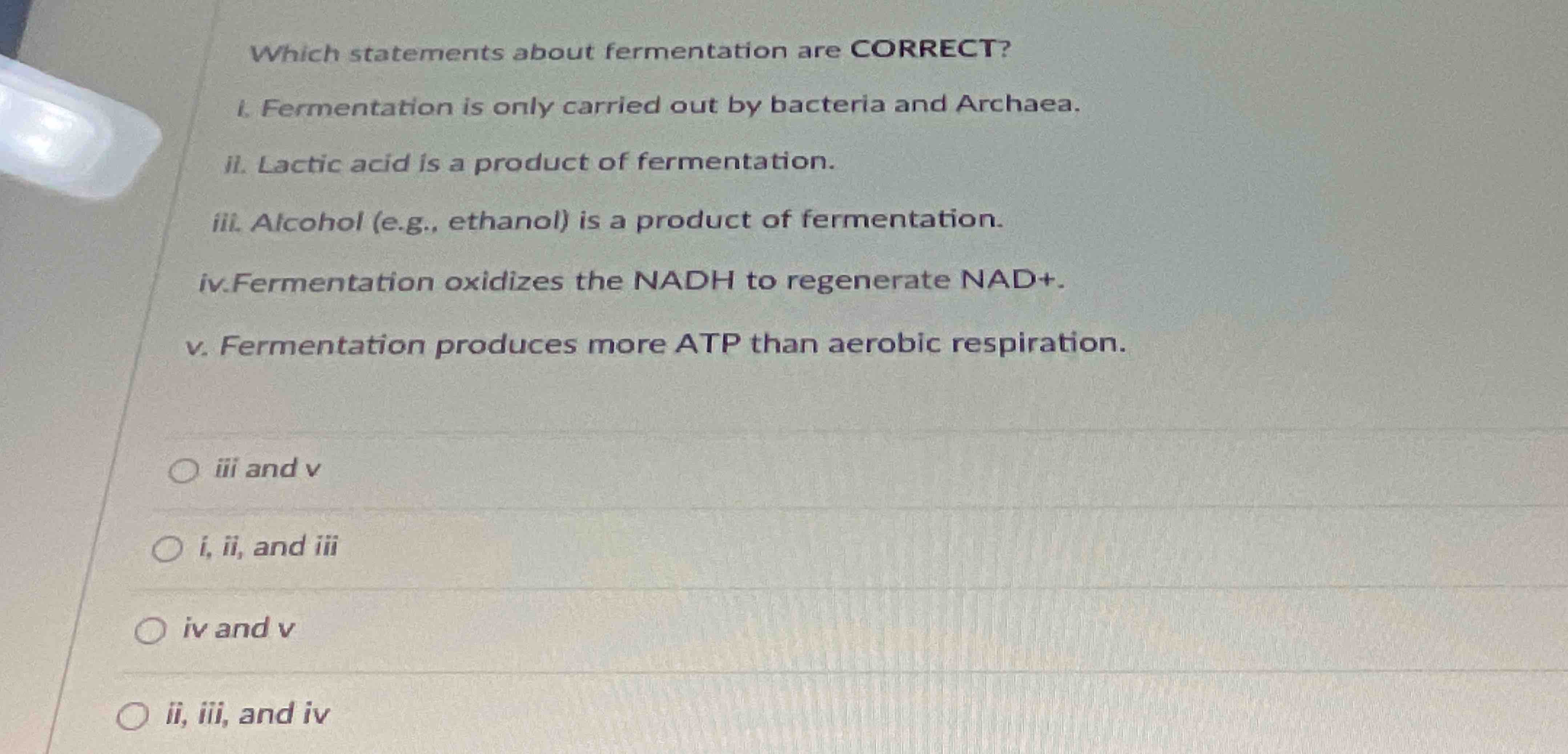 Solved Which statements about fermentation are | Chegg.com