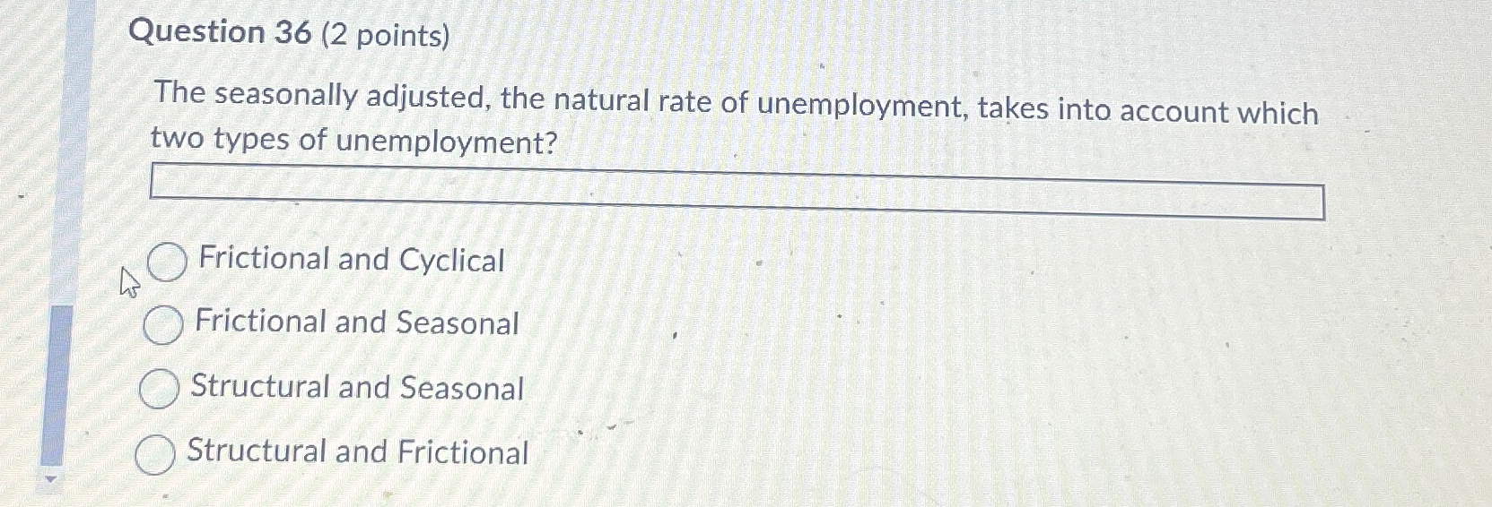 Solved Question 36 (2 points)The seasonally adjusted, the | Chegg.com Solved Question 36 (2 points)The seasonally adjusted, the | Chegg.com