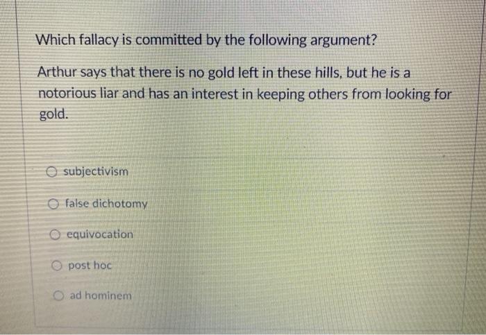 Solved Which fallacy is committed by the following argument? | Chegg.com