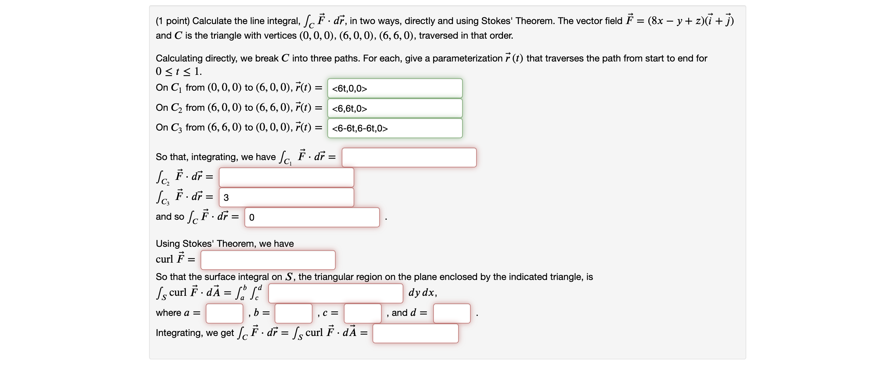 Solved (1 ﻿point) ﻿Calculate the line integral, | Chegg.com