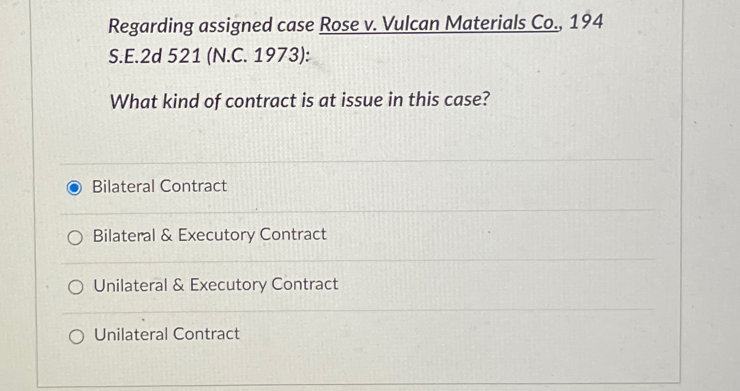 Solved Regarding assigned case Rose v. ﻿Vulcan Materials | Chegg.com