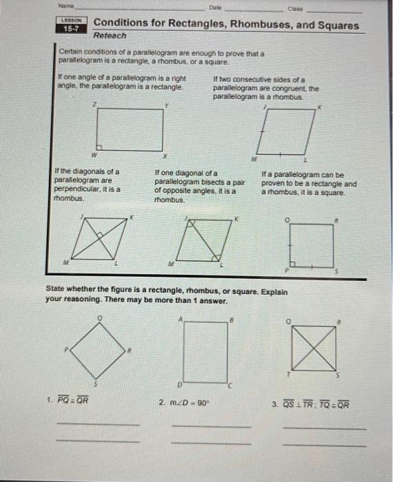 Solved Certain conditions of a parallelogram are enough to | Chegg.com