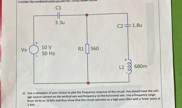 Solved a) Use a simulator of your choice to plot the | Chegg.com
