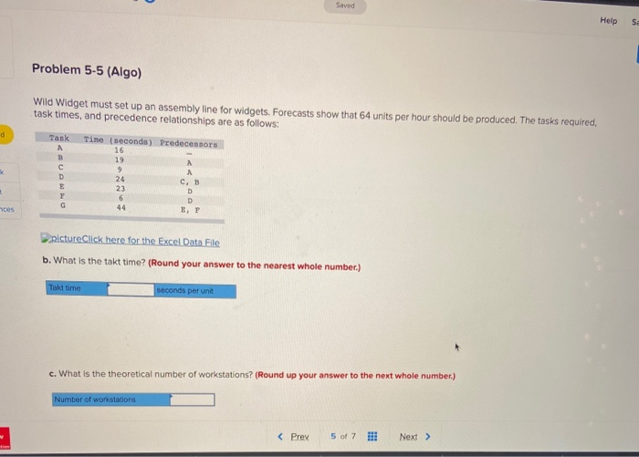 Solved Saved Help SE Problem 5-5 (Algo) Wild Widget must set | Chegg.com