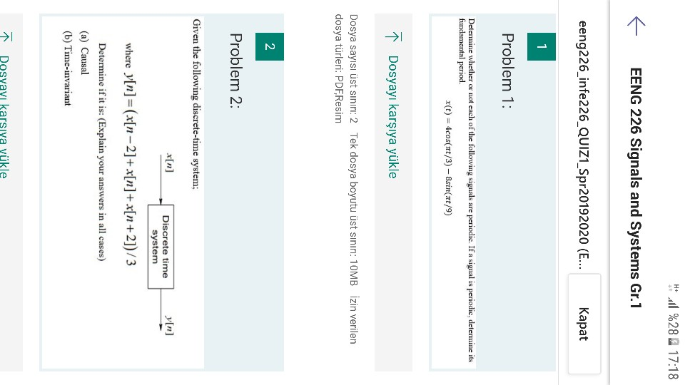 Solved ** .%28 17:18 EENG 226 Signals and Systems Gr.1 | Chegg.com