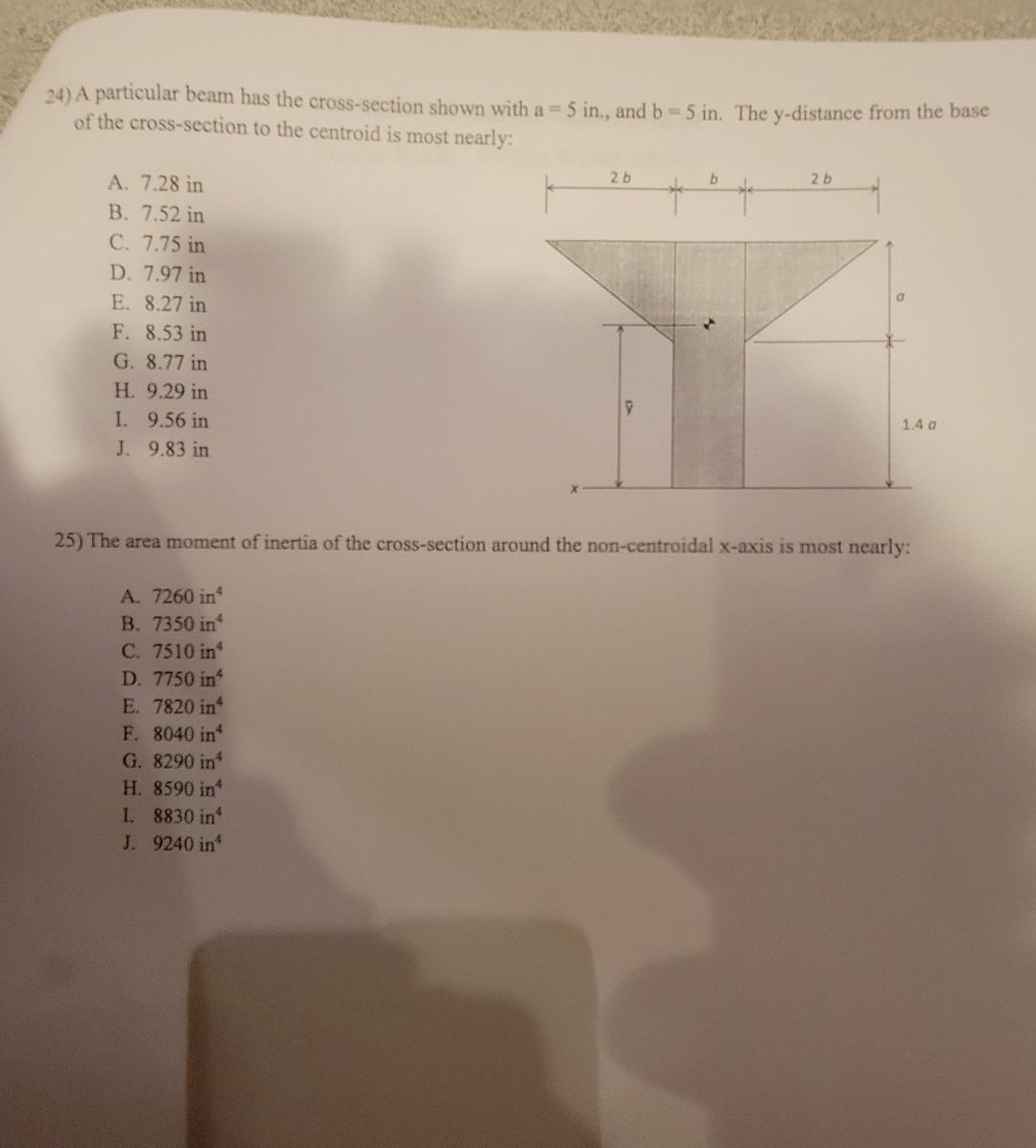 Solved 24) A particular beam has the cross-section shown | Chegg.com