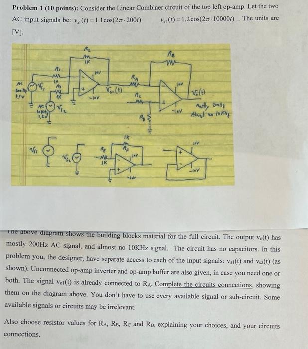 Solved Problem 1 (10 points): Consider the Linear Combiner | Chegg.com