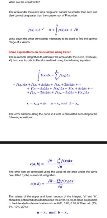 What are the constraints? The area under the curve | Chegg.com