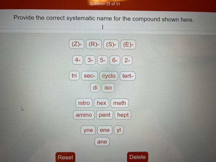 Provide The Correct Systematic Name For The Compound