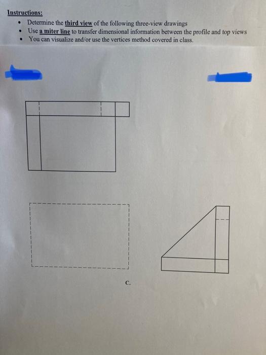 Solved Instructions: Determine the third view of the | Chegg.com