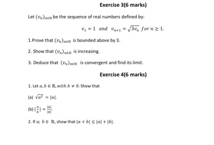 Solved Exercise 3(6 marks) Let (Un)nen be the sequence of | Chegg.com