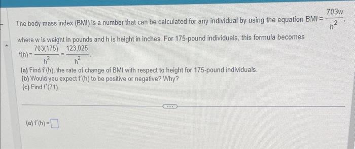 Solved The body mass index (BMI) is a number that can be | Chegg.com
