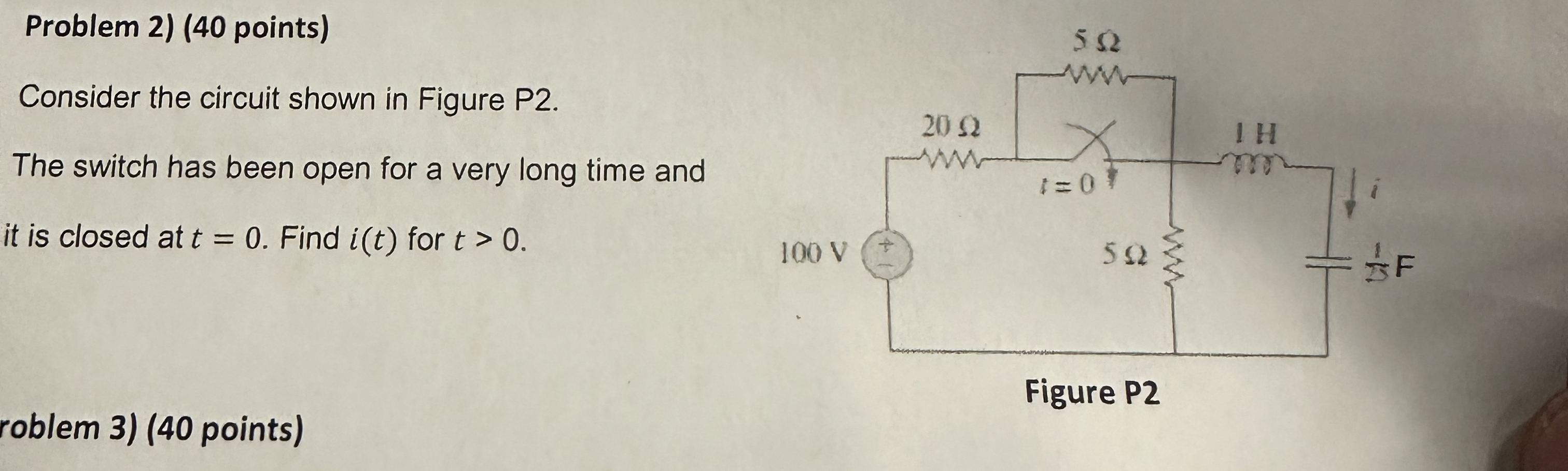 Solved Problem 2) (40 ﻿points)Consider the circuit shown in | Chegg.com