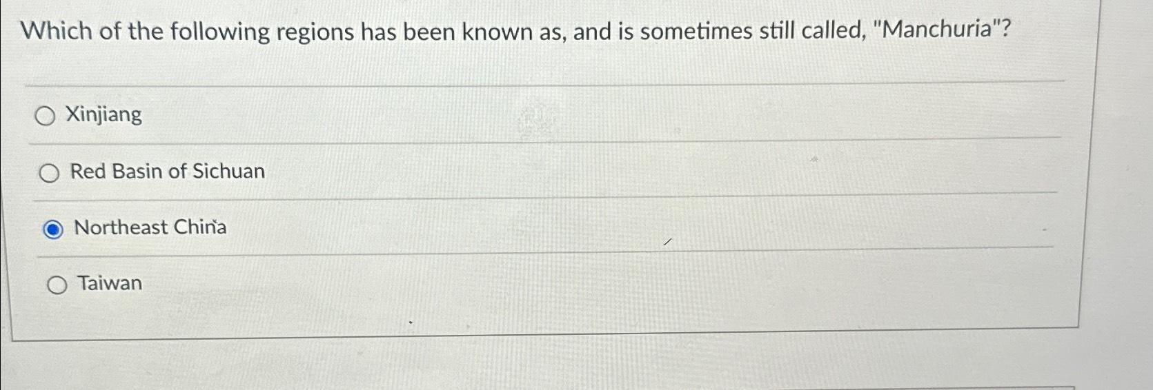 Solved Which of the following regions has been known as, | Chegg.com