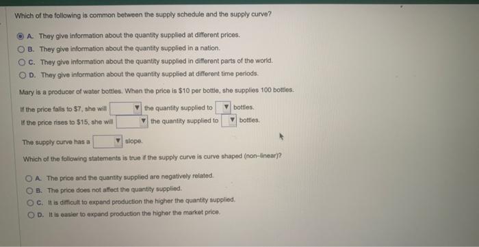 Solved Which of the following is common between the supply | Chegg.com