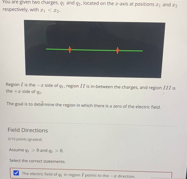 Solved You are given two charges, q1 ﻿and q2, ﻿located on | Chegg.com