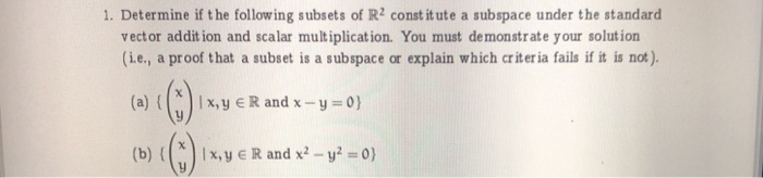 Solved 1. Determine if the following subsets of R2 | Chegg.com