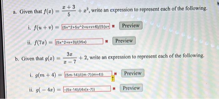 Solved a. Given that f(x)=5x+3+x2, write an expression to | Chegg.com