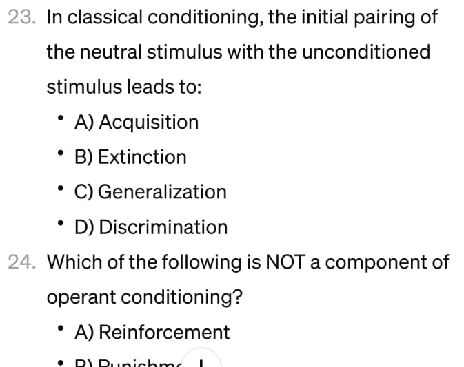 Solved In classical conditioning, the initial pairing of the | Chegg.com