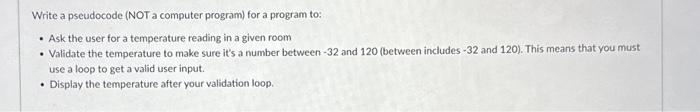 Solved Write a pseudocode (NOT a computer program) for a | Chegg.com
