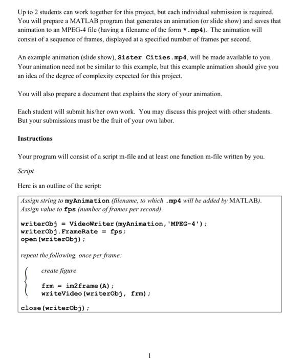 Solved Up to 2 students can work together for this project, | Chegg.com